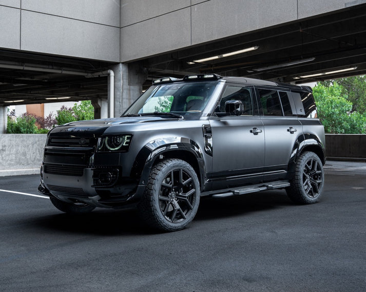 Urban Automotive Defender 90 Black Shadow Side Steps - Chequer Pattern